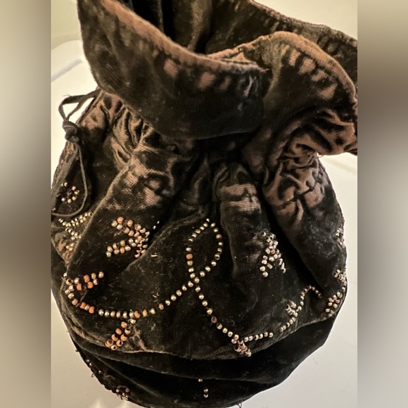 Bags | Antique And Metal Bead Ornate Black Velvet Draw String Purse | Poshmark